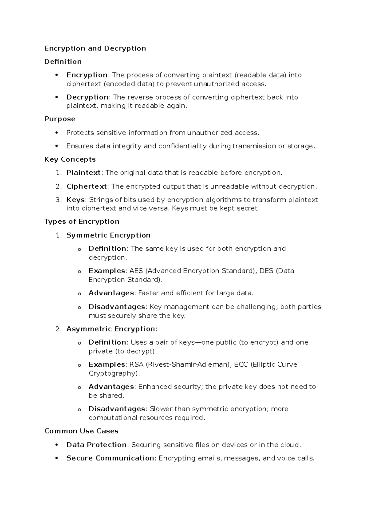Info Sec Notes 4: Understanding Encryption and Decryption Concepts ...