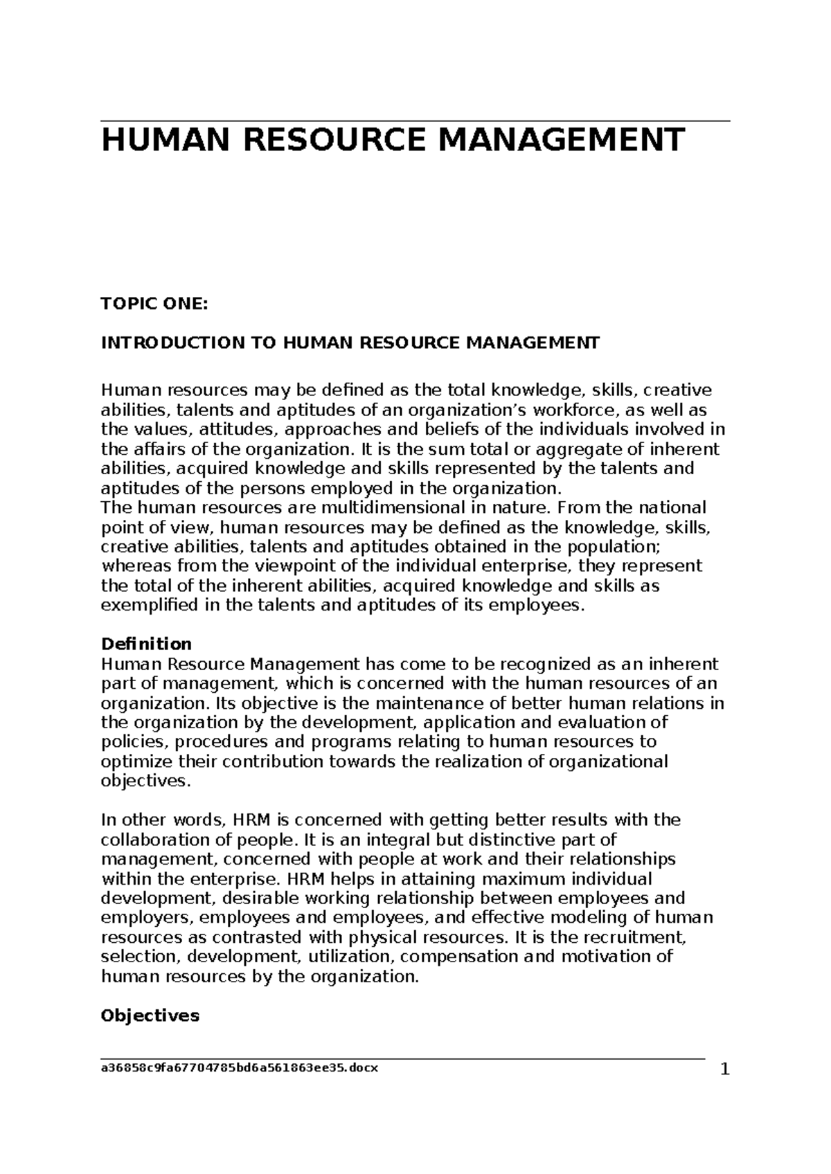 HUMAN RESOURCE MANAGEMENT 101: INTRODUCTION TO HRM PRINCIPLES - Studocu