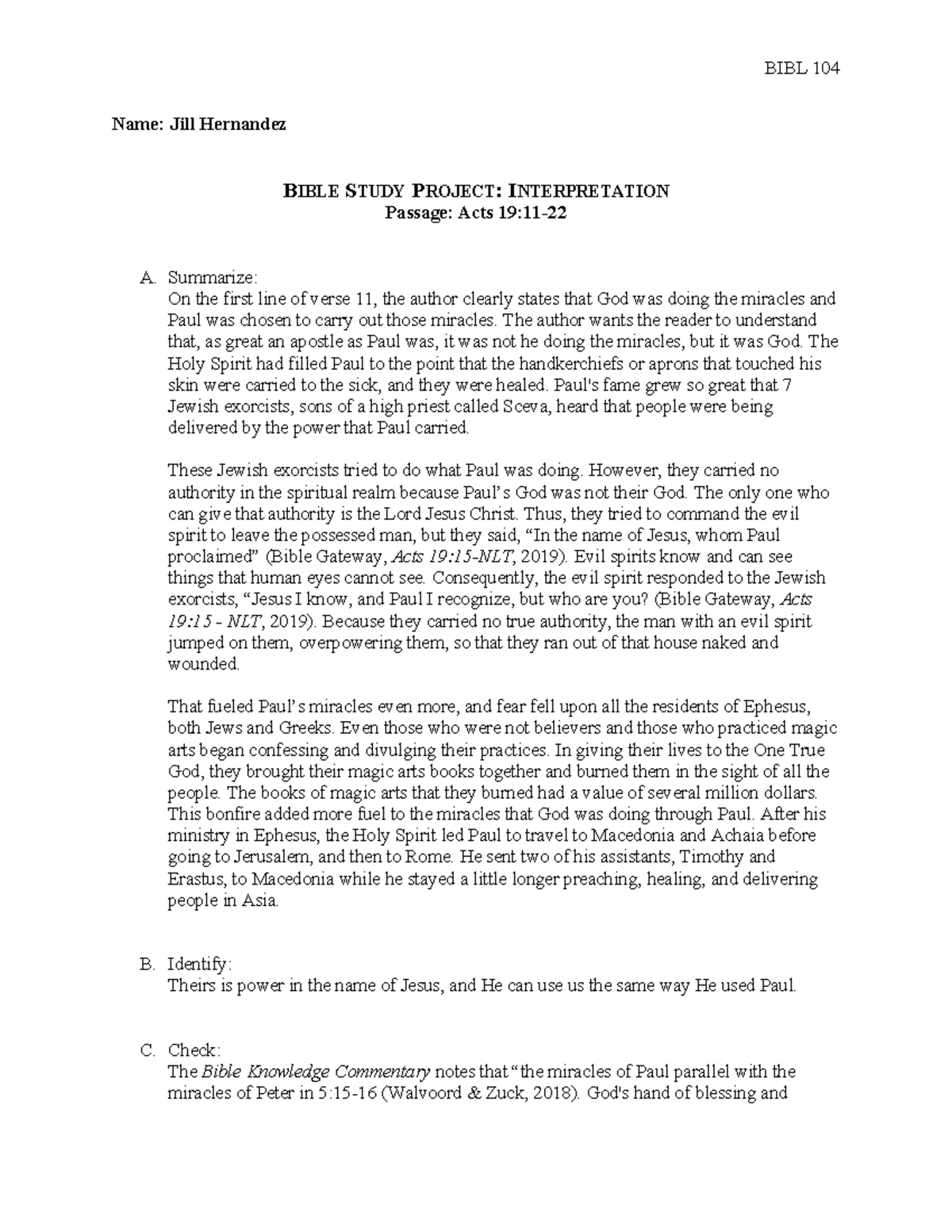 BIBL 104 Final Project: Interpretation of Acts and Paul's Miracles ...