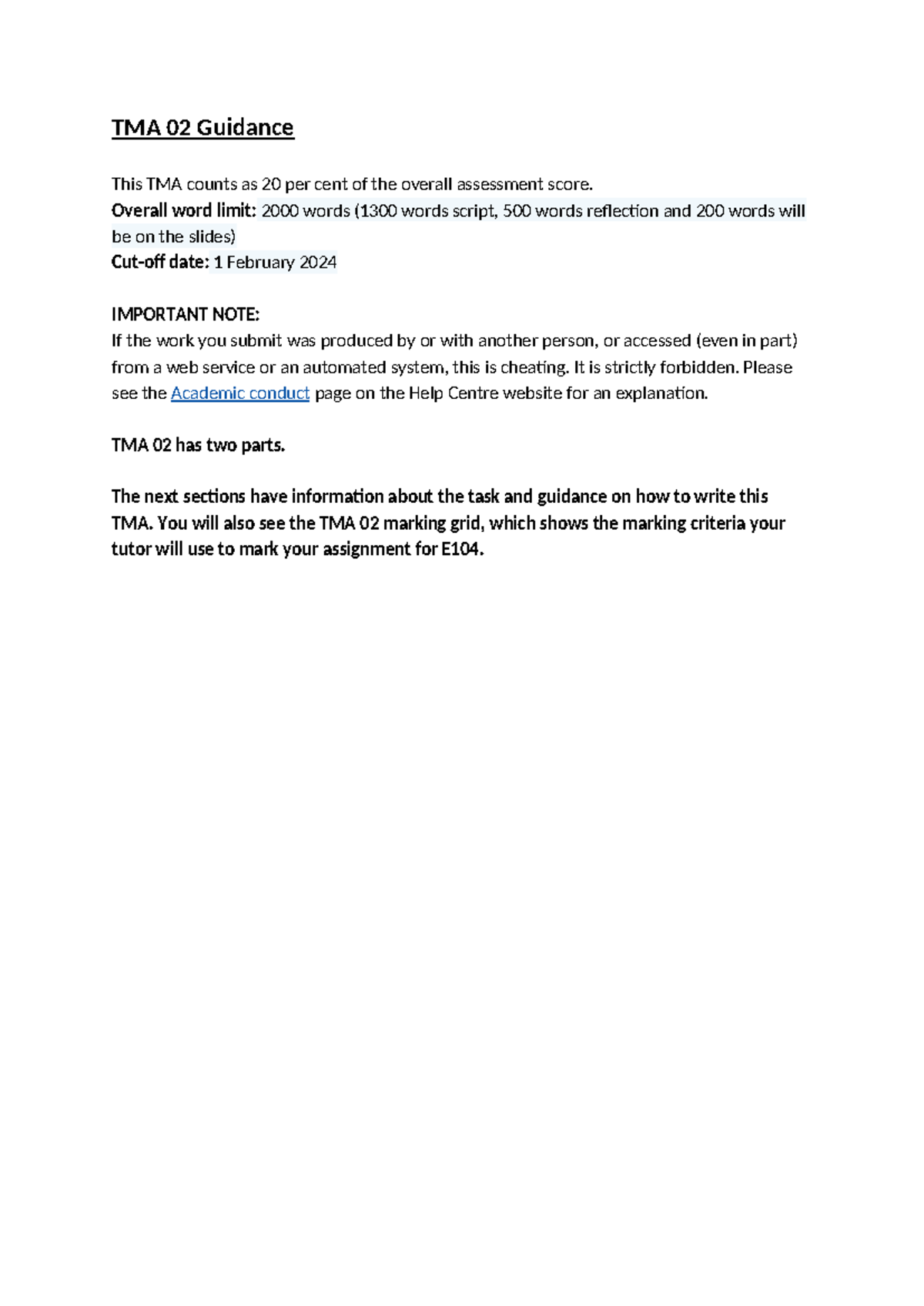 TMA 02 Guidance for E104: Diverse Families Presentation & Reflection ...