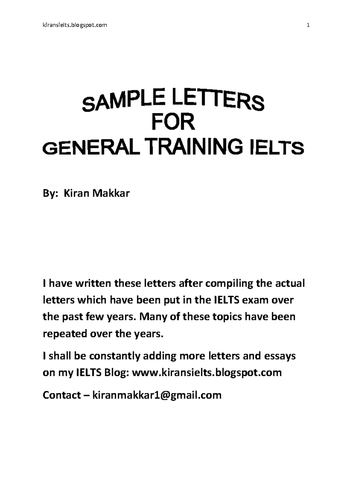 Makkar Ielts General training Letters ( PDFDrive ) - By: Kiran Makkar I ...