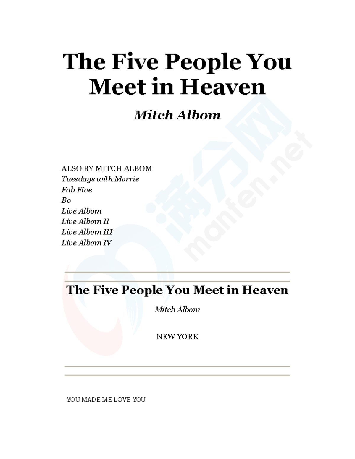 The Five People You Meet in Heaven: Insights and Reflections on Life ...