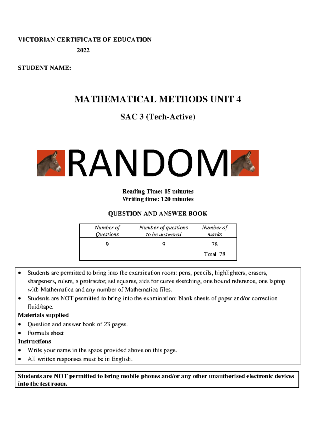 2022 JMSS Unit 4 Mathematical Methods SAC 3 Exam Guide - Studocu