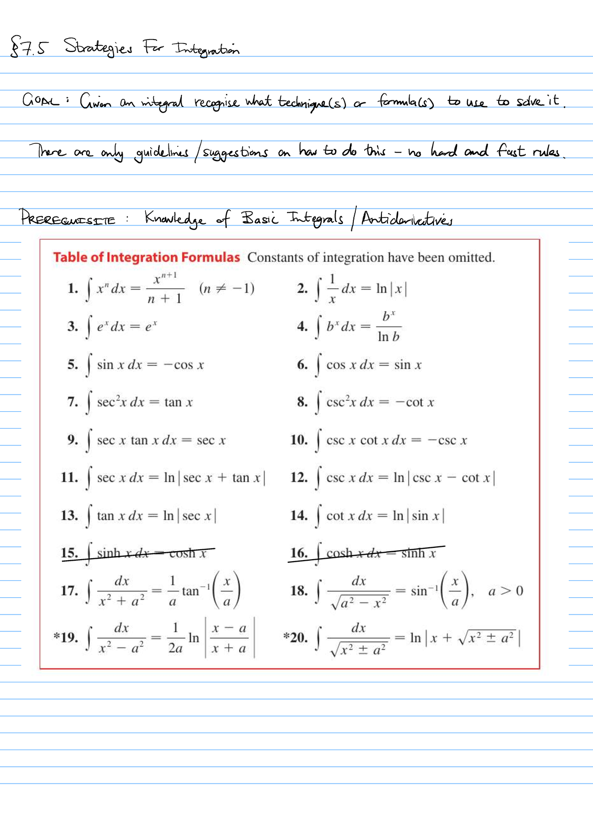 7.5 Strategies for Integration: Techniques and Examples - Studocu