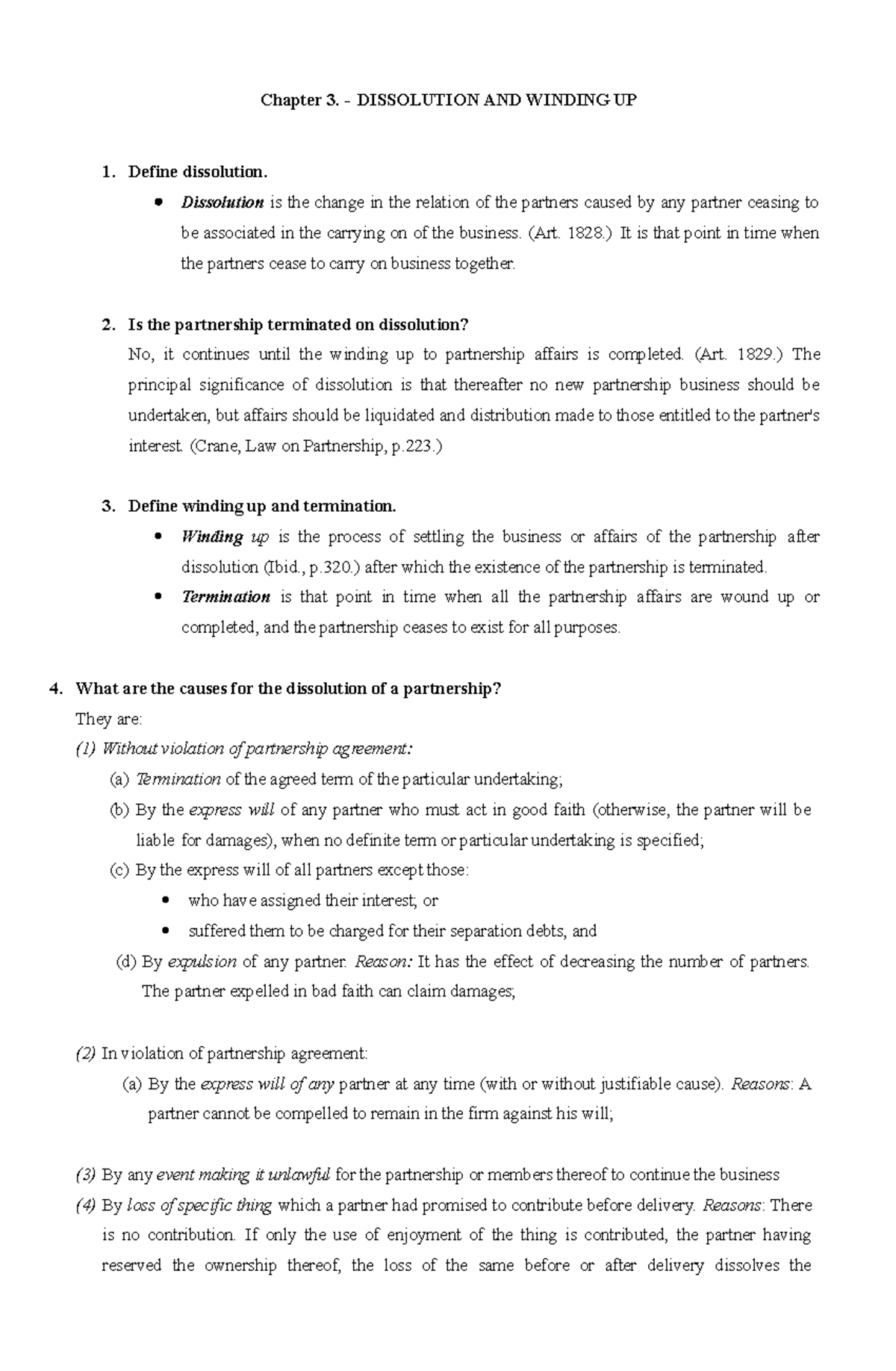 Limited Partnership and Dissolution - Chapter 3. - DISSOLUTION AND WINDING UP 1. Define ...