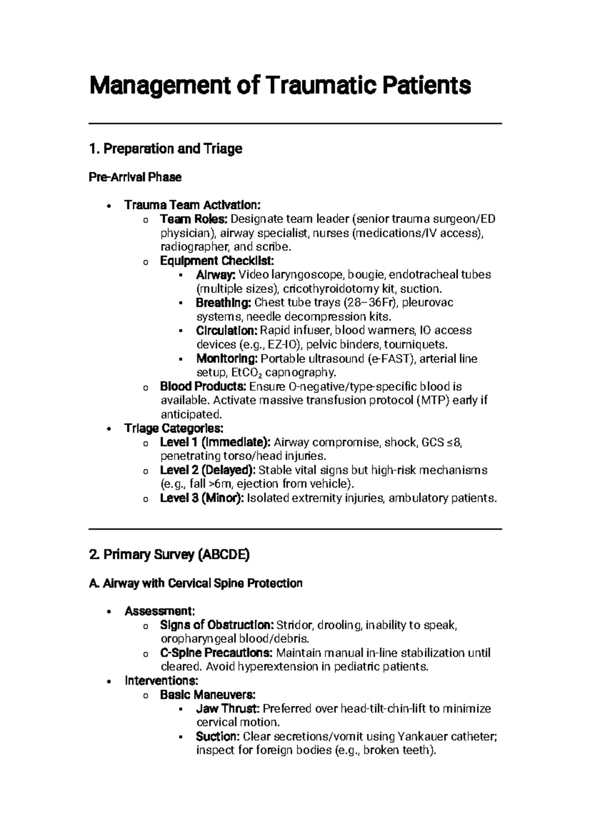 Management of Traumatic Patients: Preparation and Triage (ATLS 2024 ...
