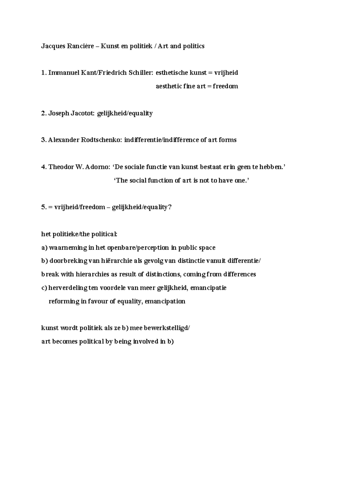Rancière: Art and Politics - Aesthetic Freedom and Equality Analysis ...