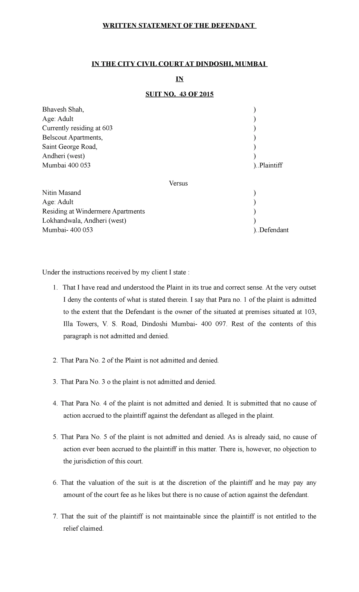 Interlocutory Application- Format- CPC- DRAFT - INTERLOCUTORY ...