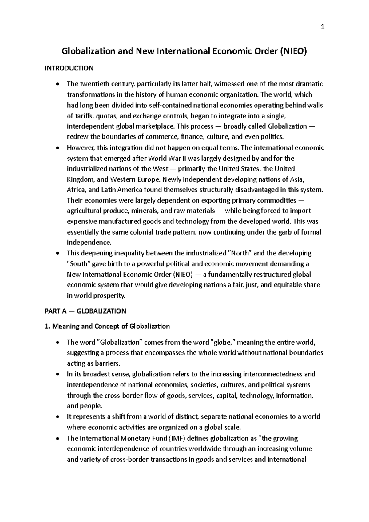 Globalization and the New International Economic Order (NIEO) Analysis ...