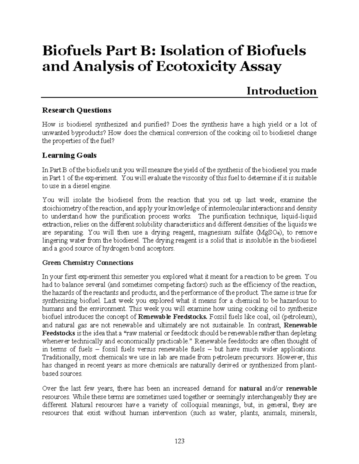 1AL Su24 Exp 06: Biofuel Purification & Ecotoxicity Assay Analysis ...