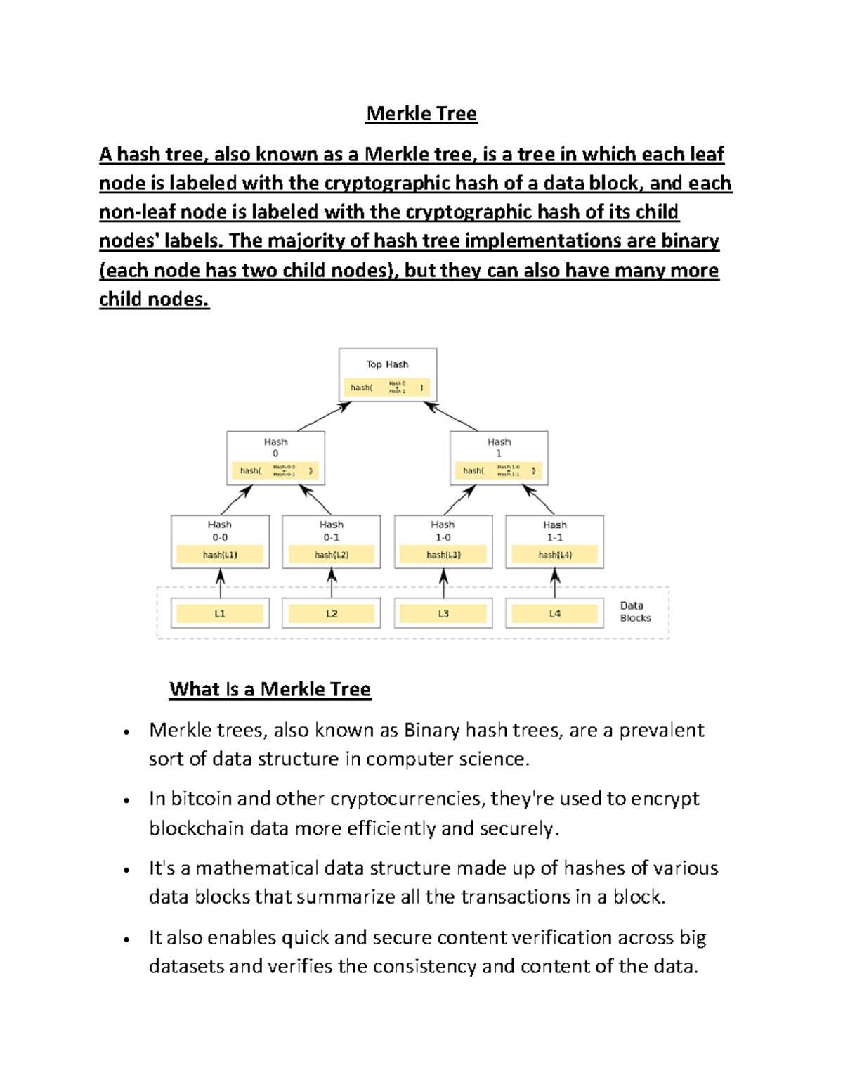 Merkle Tree Overview: Structure, Function, and Applications - Studocu