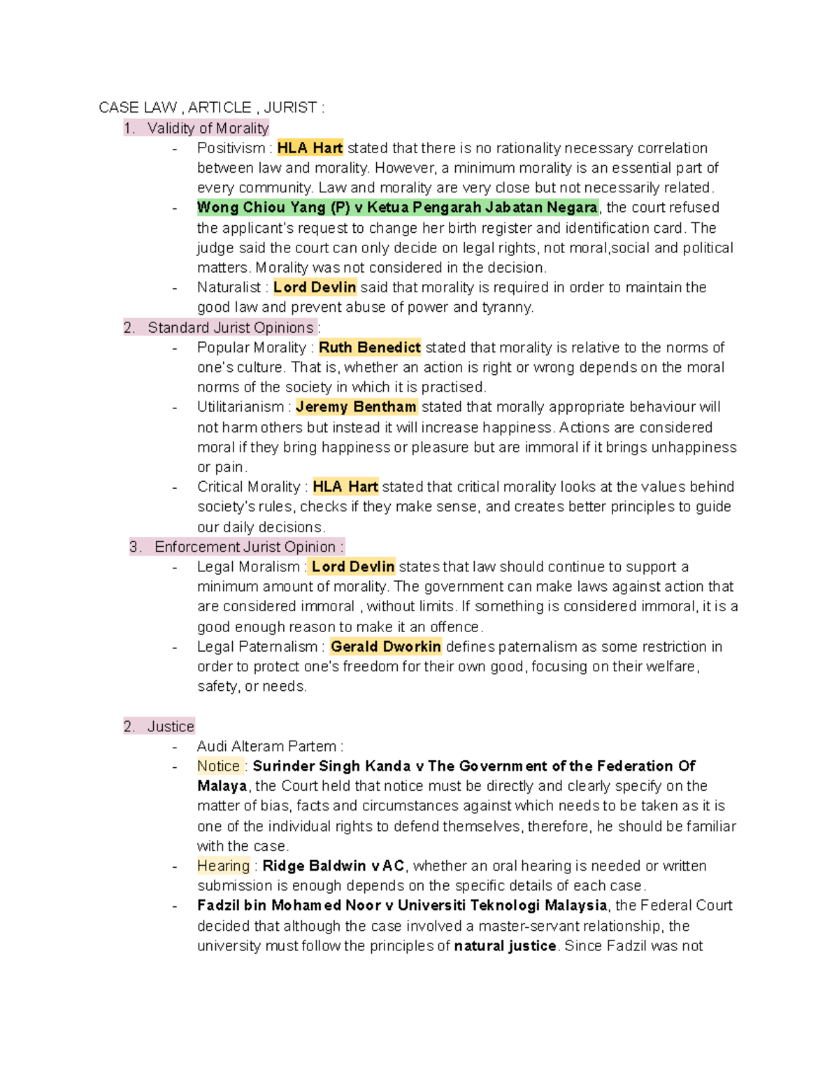 CASE LAW ANALYSIS: Morality, Jurisprudence & Constitutional Rights (034 ...