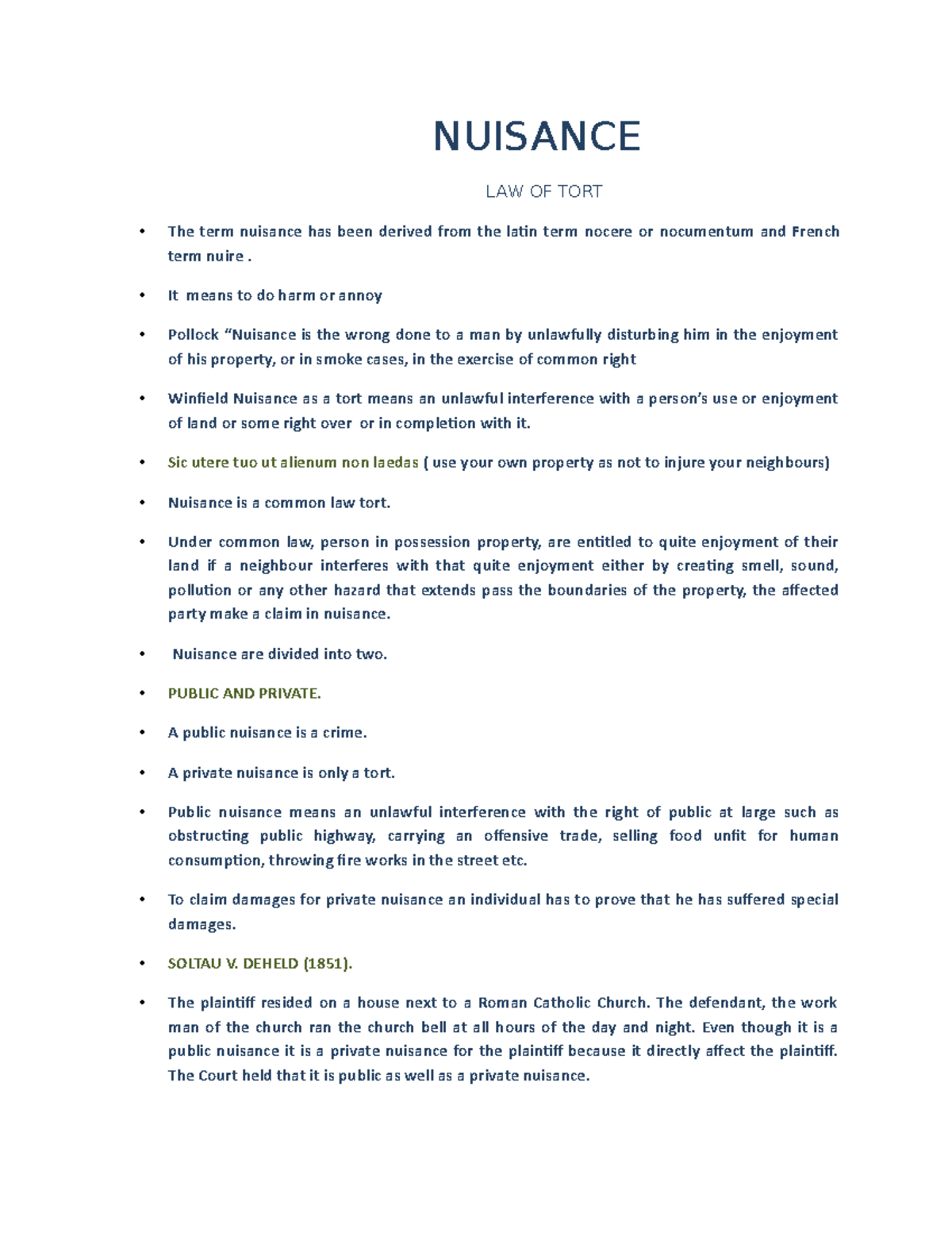 Nuisance Law of Tort: Understanding Private and Public Interferences ...