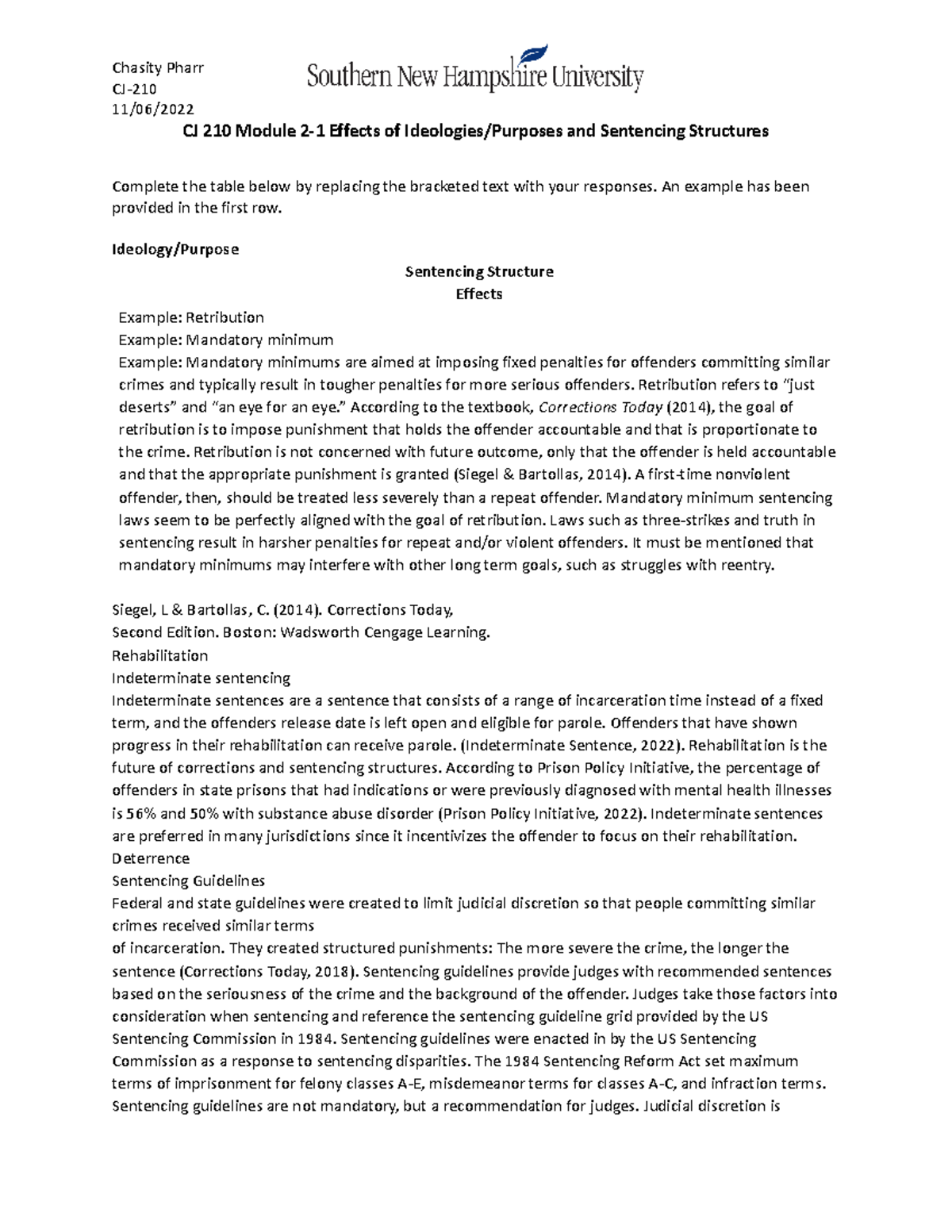 CJ 210 M2-1 Ideologies & Purposes in Sentencing Structures Explained ...