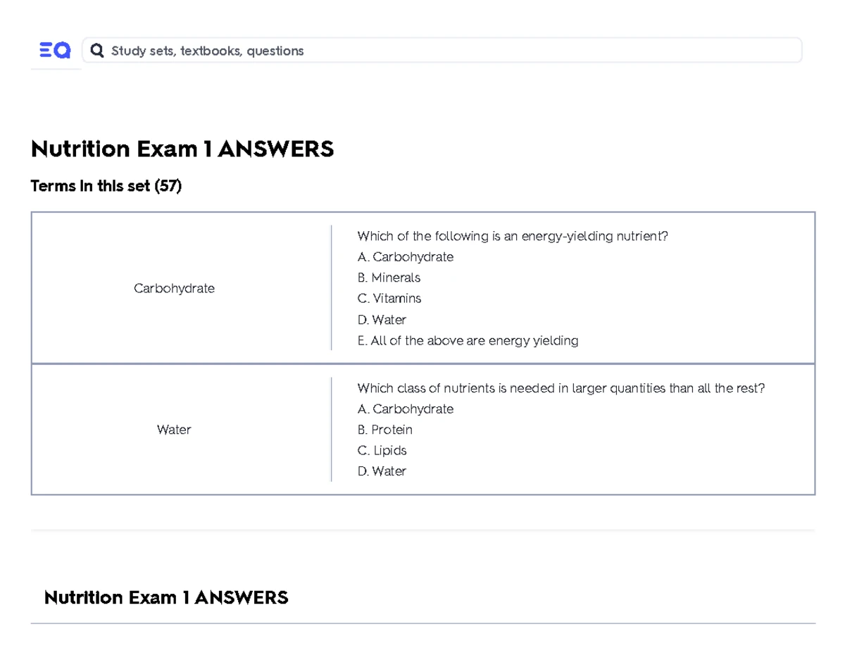 Human Nutrition Exam 1 (Chapters 1,2,4,5,6) Flashcards Quizlet - Human ...