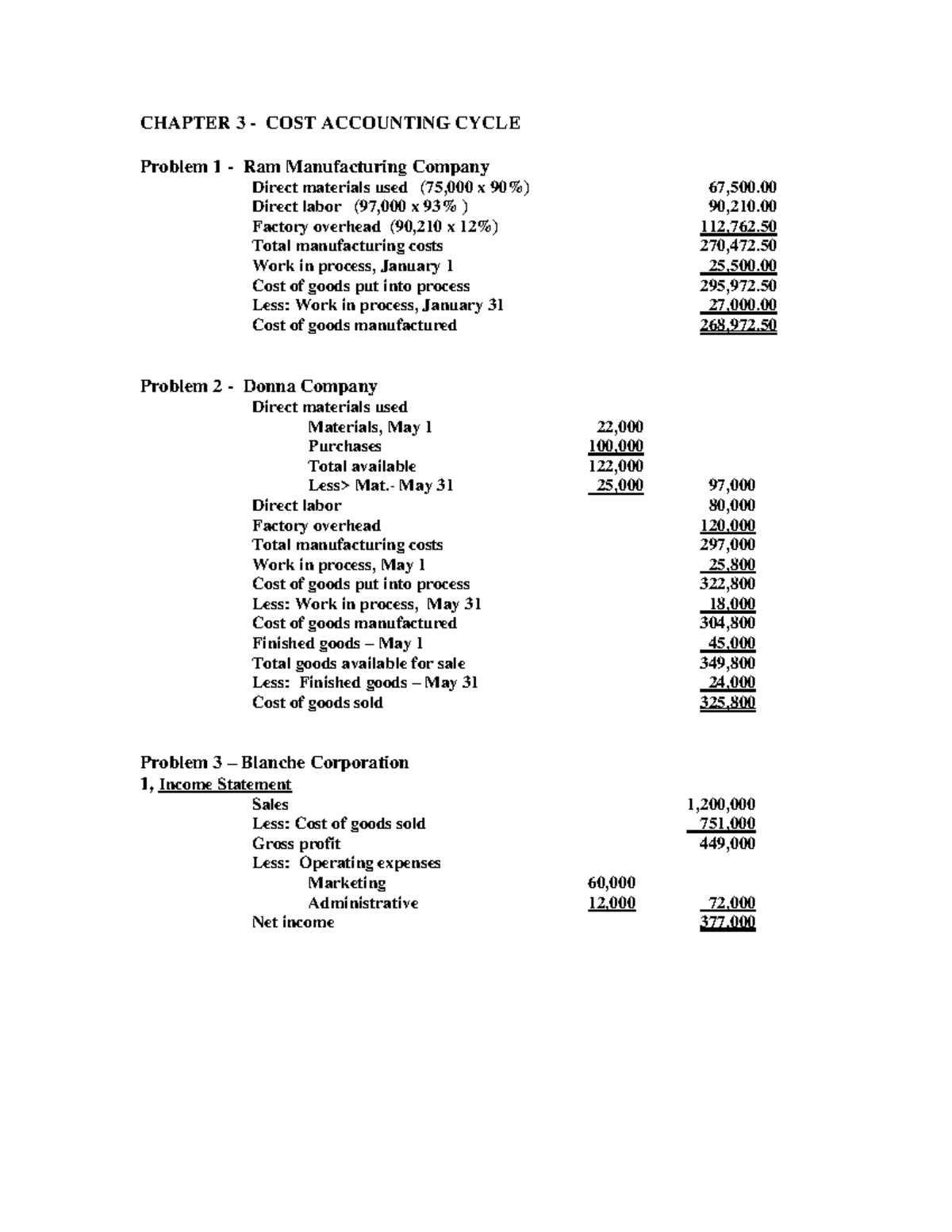 Chapter 3 Problems in Cost Accounting Cycle Analysis (ACC 101) - Studocu