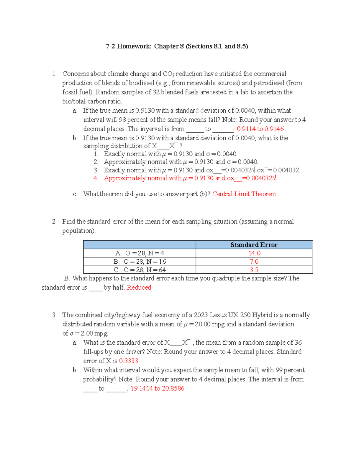 7-2 Homework: Chapter 8 (Sections 8.1 and 8.2) Review and Solutions ...