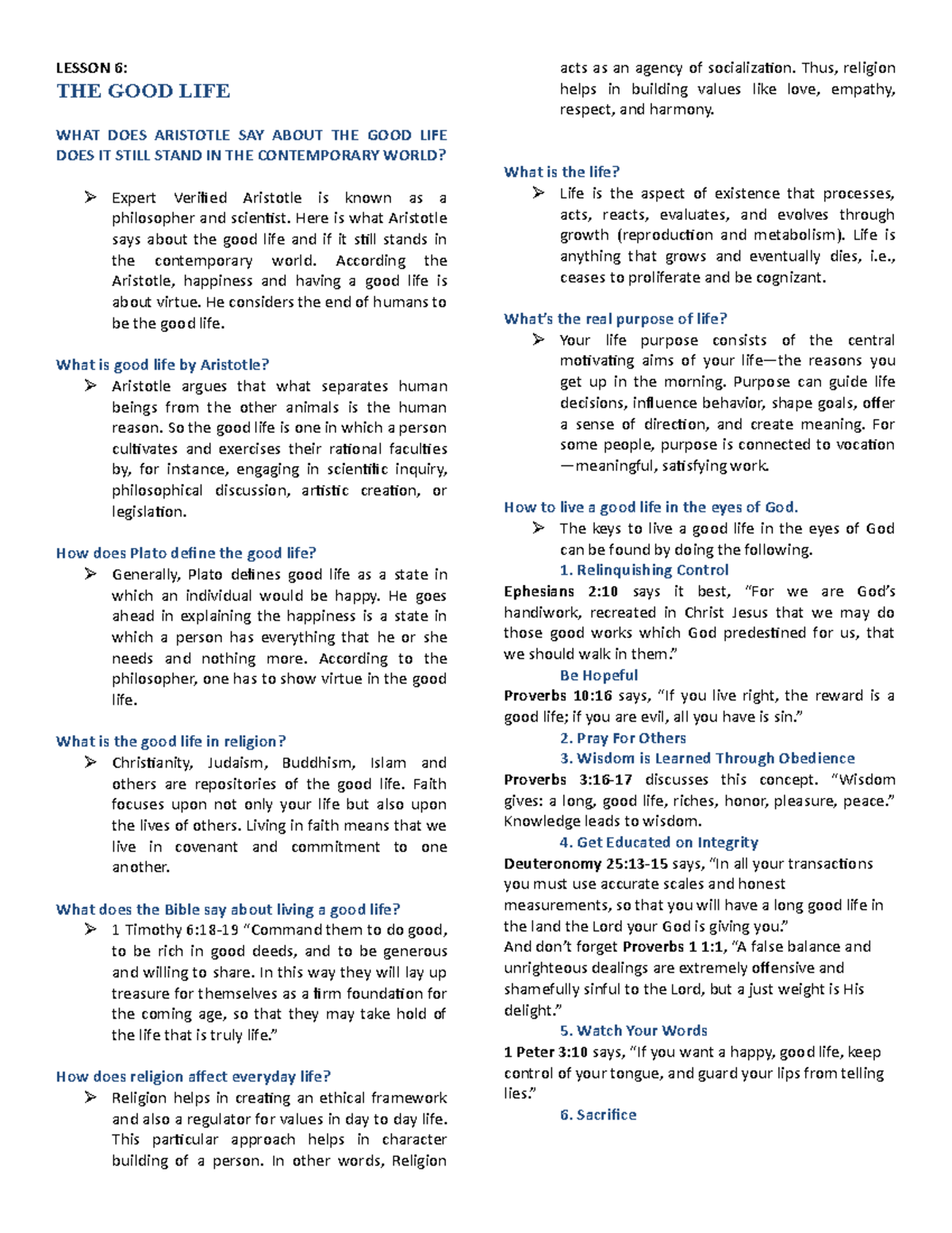 Lesson 6 STS Midterms - Creds to ma'am Leticia - LESSON 6: THE GOOD ...