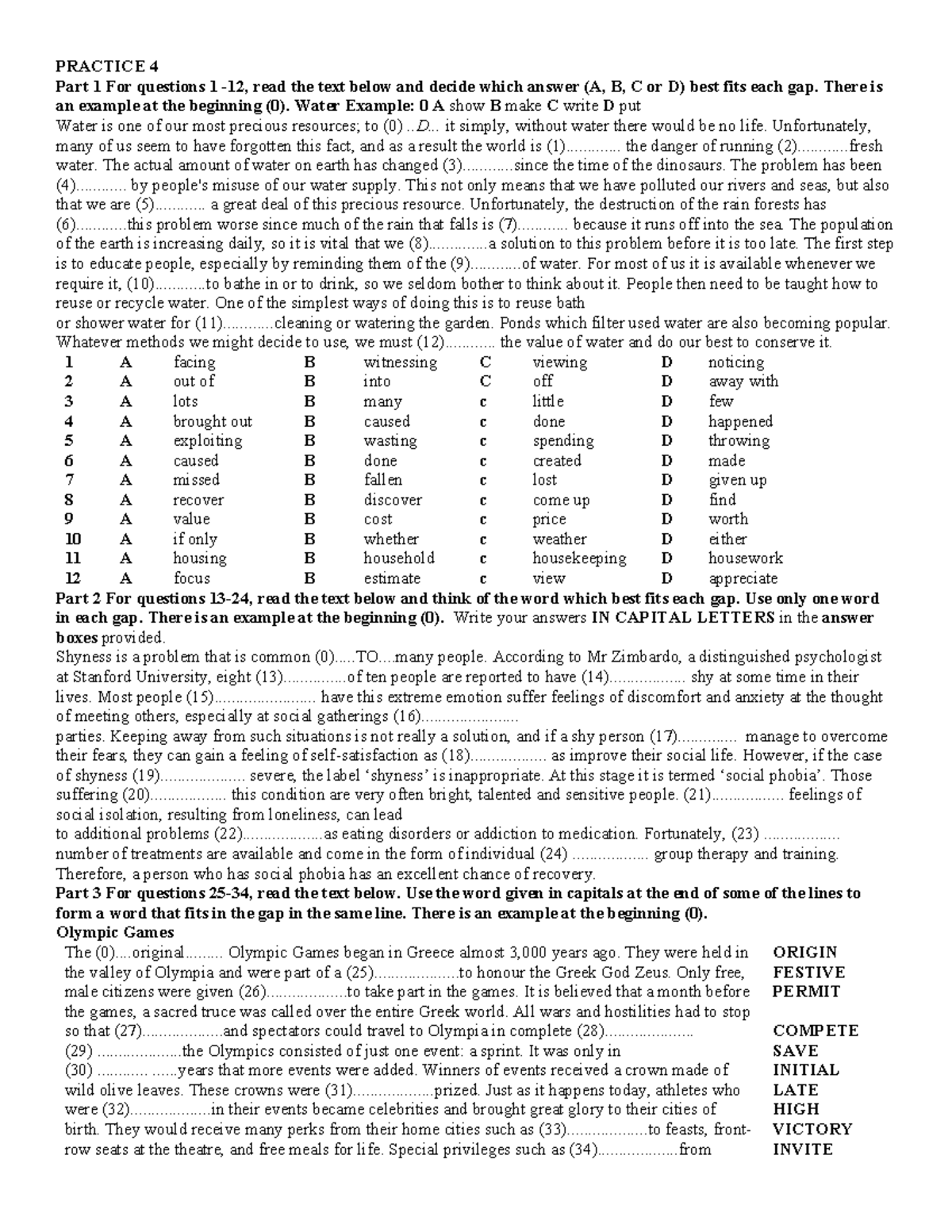 PRACTICE 4: Gap-Filling Exercises and Language Revision (Course Code ...