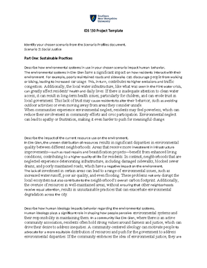 [Solved] Scenario 3 Environmental Quality Describe how environmental ...