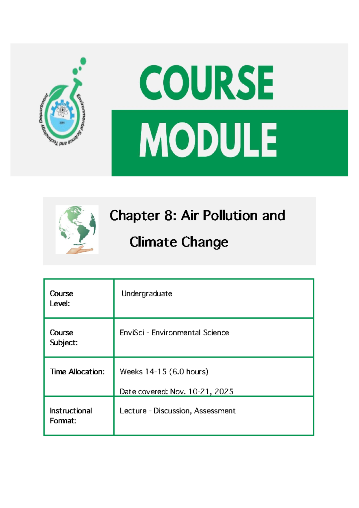 Chapter 8: Air Pollution & Climate Change (EnviSci) - Lecture Notes ...