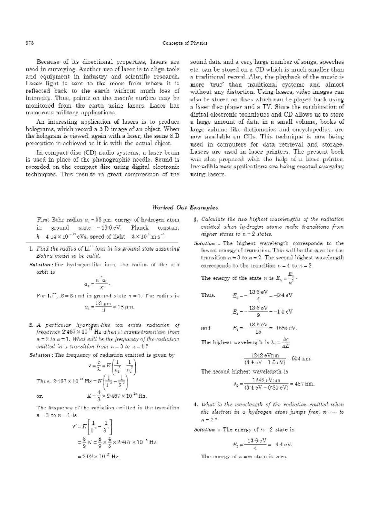 378 Concepts of Physics: Laser Applications and Quantum Mechanics in ...