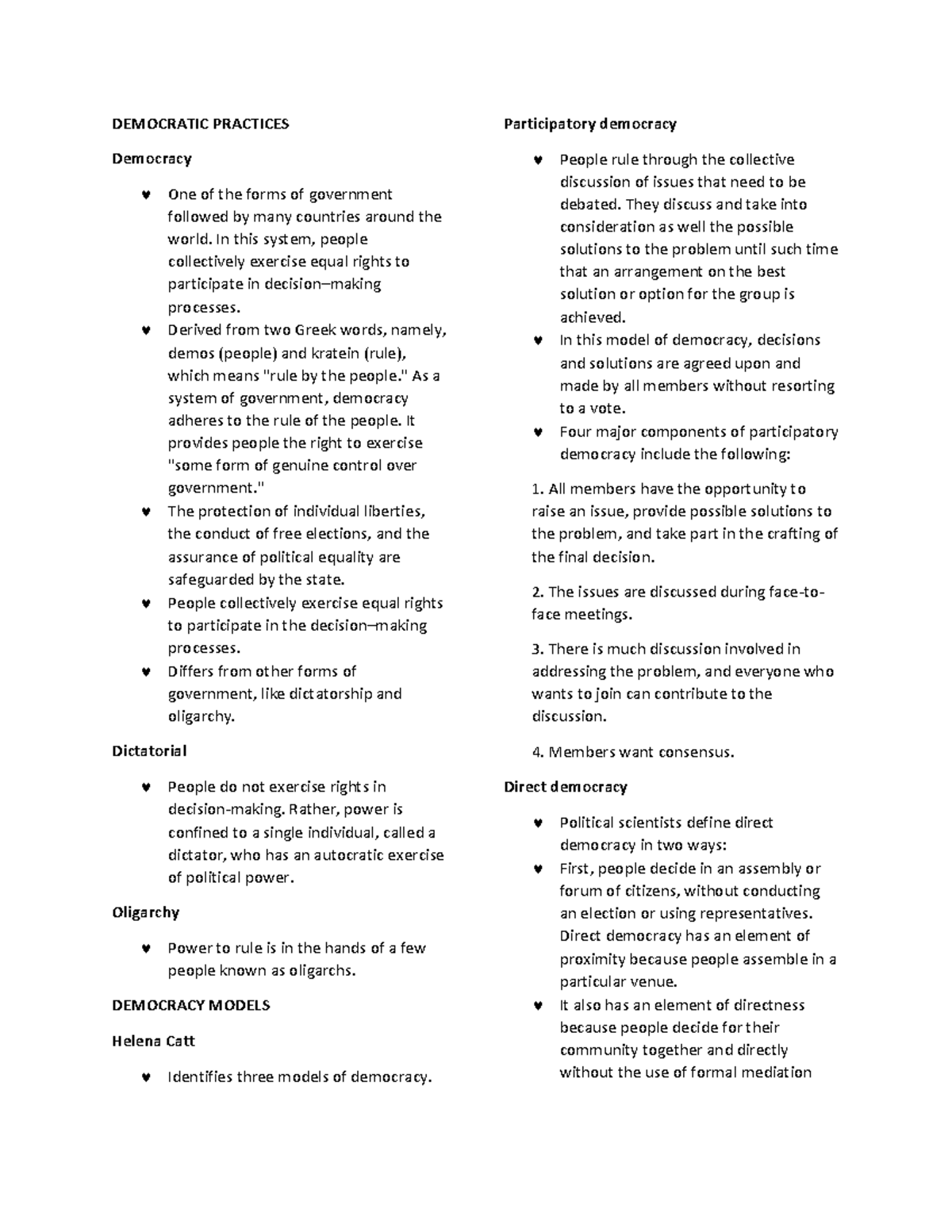 M6 Reviewer: Understanding Democratic Practices and Models - Studocu