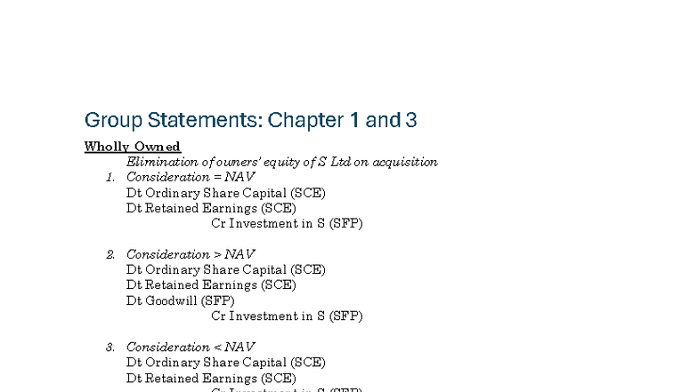 Group Statements: Journals for Wholly Owned & Partially Owned Equity ...