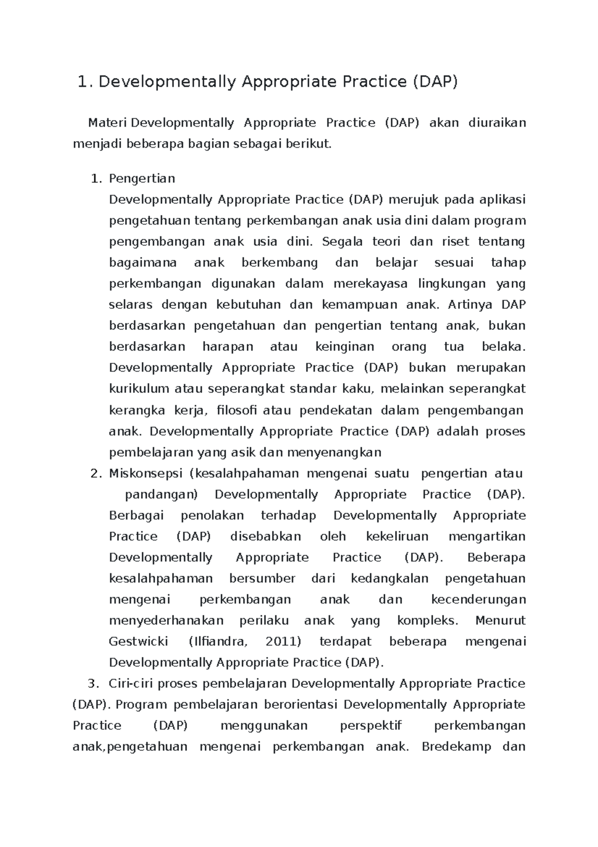Developmentally Appropriate Practice (DAP) - 1. Developmentally ...