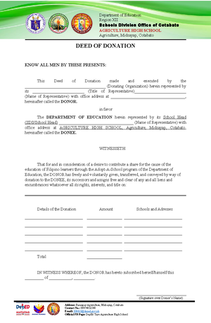 DEED OF Donation edited - Department of Education Region XII Schools ...