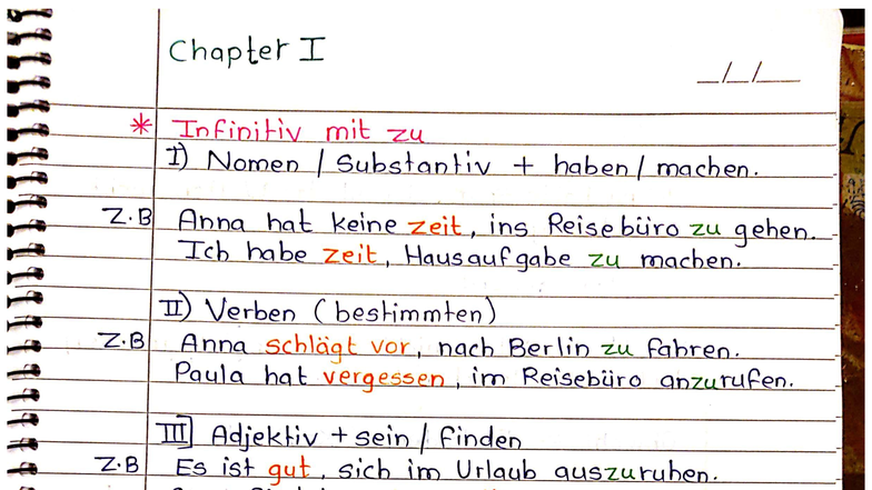 B1 Grammatik: Kapitel I - Infinitiv, Modalverben und Nebensätze - Studocu