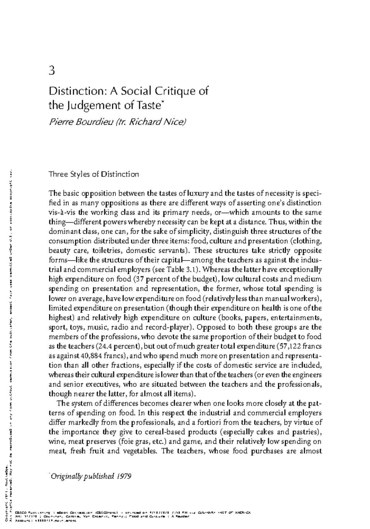 A Social Critique of Taste: Class Distinction in Food Choices - 3 ...