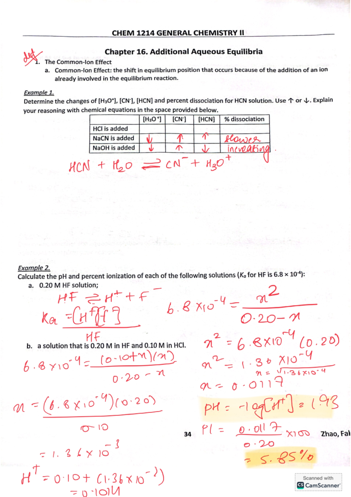 Chapter 16 recitation booklet - CHEM 1214 GENERAL CHEMISTRY II def ...