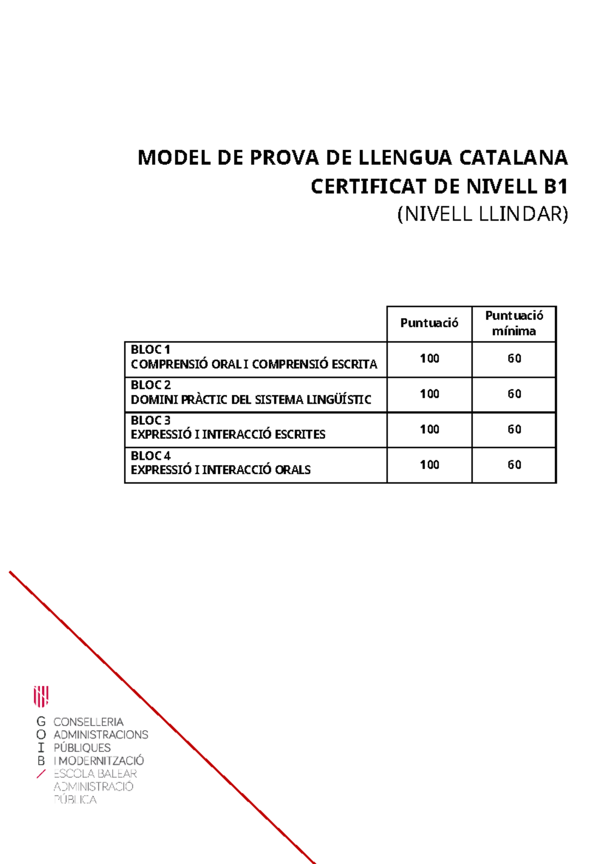 B1 Model de Prova - Examen de Llengua Catalana (Certificat de Nivell B) - Studocu