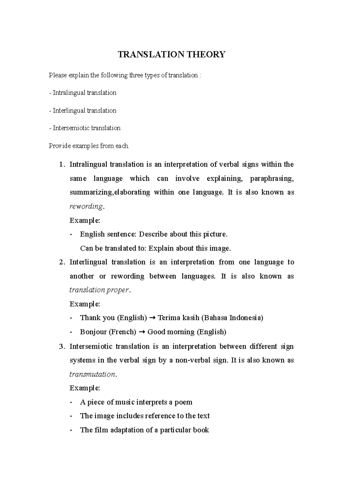 Translation Theory: Intralingual, Interlingual & Intersemiotic Types ...