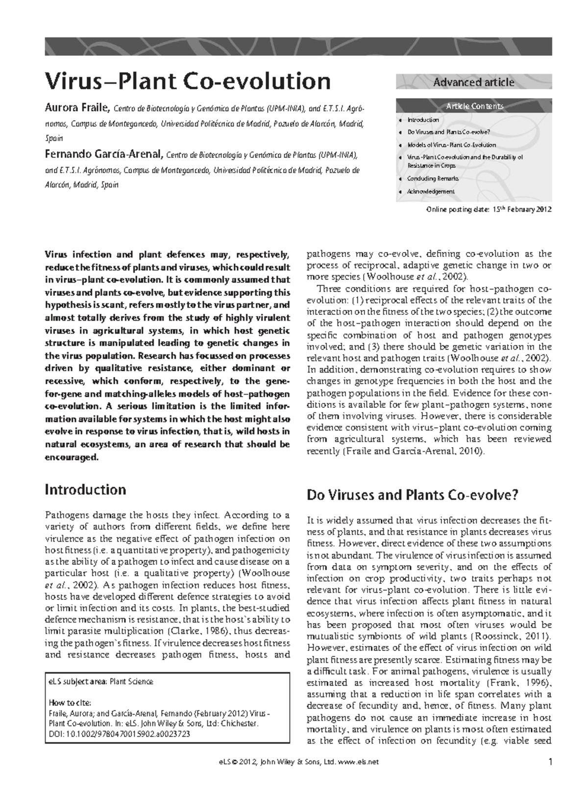 Virus-Plant Coevolution: Insights into Resistance and Virulence ...