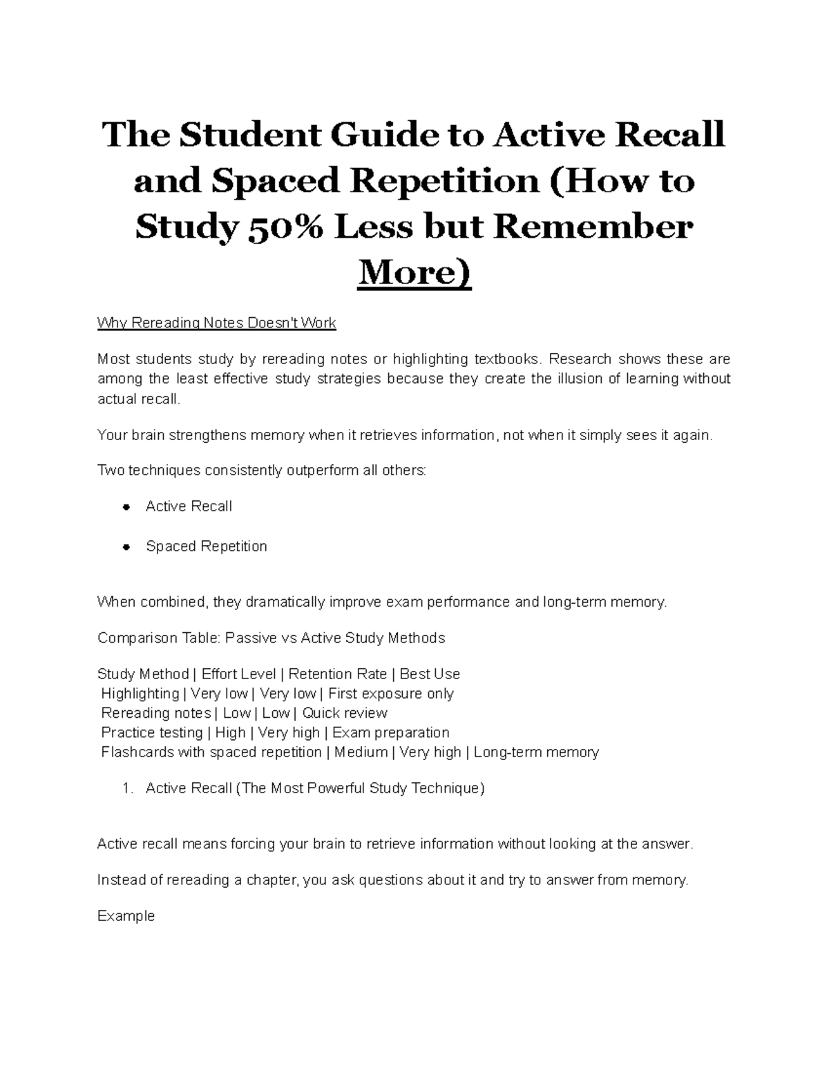 Active Recall & Spaced Repetition Study Guide: Study Less, Remember ...