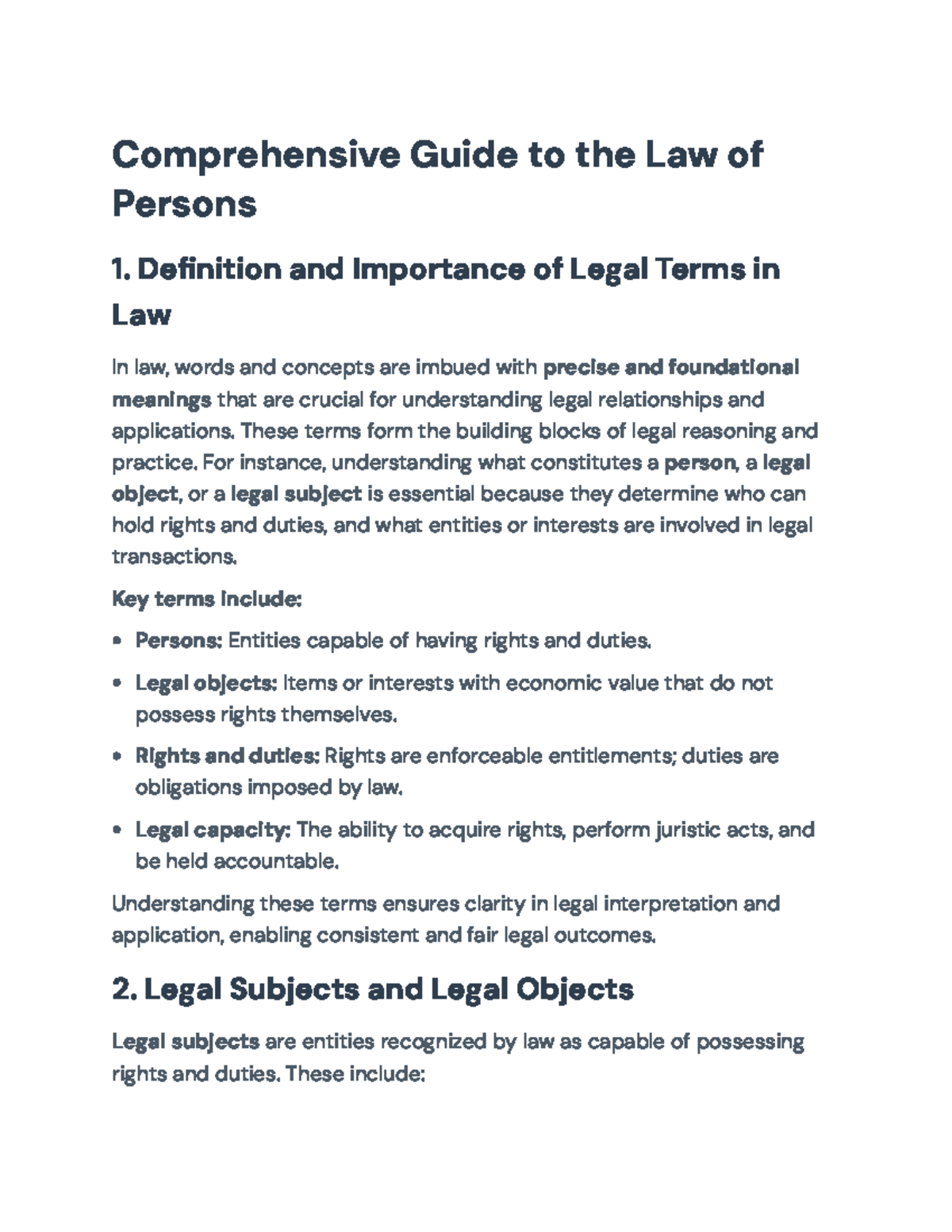 Comprehensive Guide to SA Law of Persons and Legal Rights - Studocu