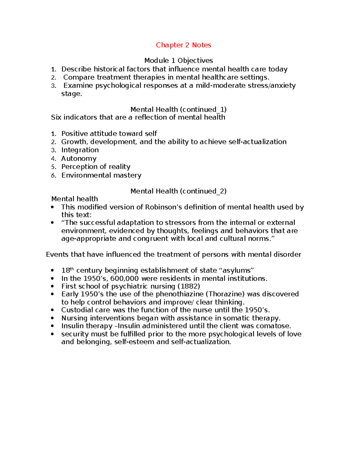 MH module 1 ppt notes - Chapter 2 Notes Module 1 Objectives Describe ...