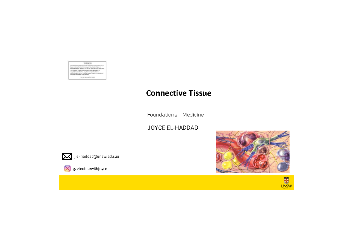Histology Notes: Connective Tissue Structure & Function (MED 101) - Studocu