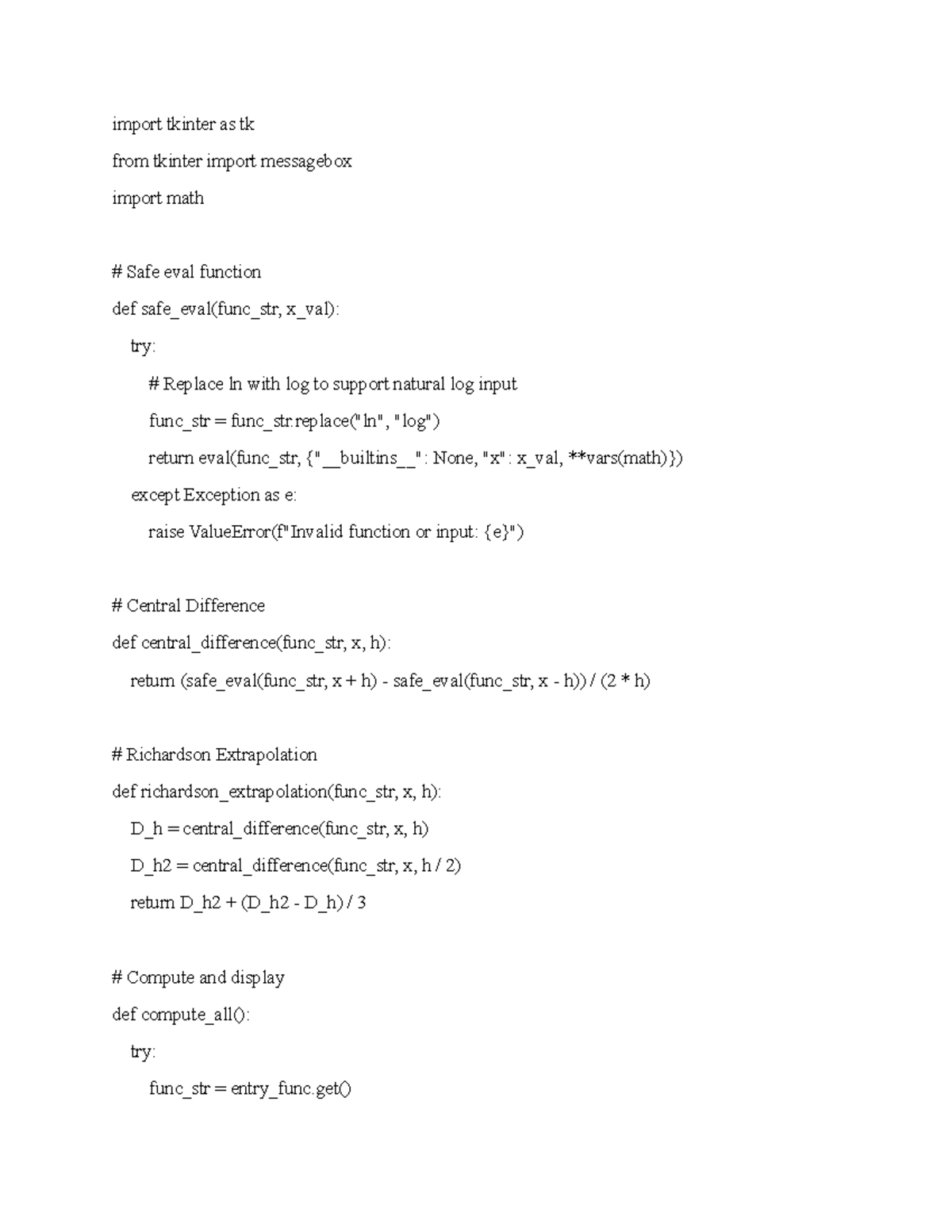 Code - Practice Codes for Safe Eval and Derivative Calculations - Studocu