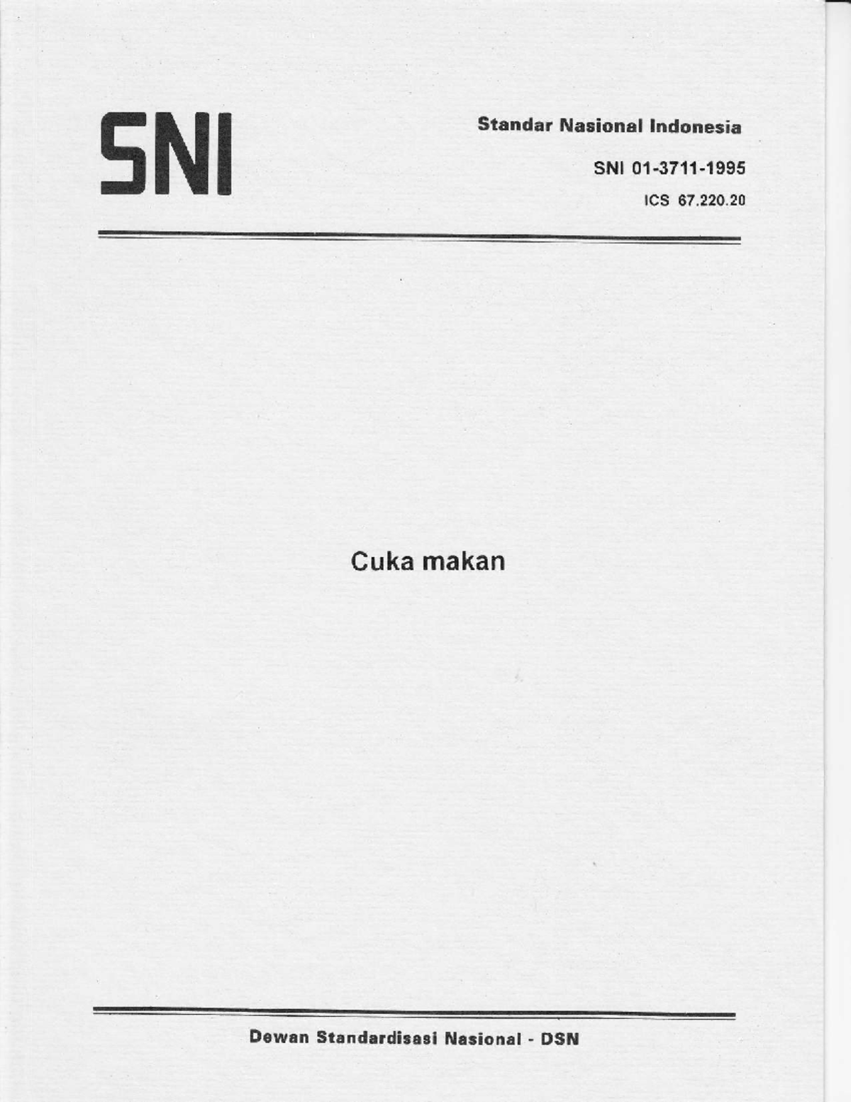 SNI 01-3711-1995: Standar Pengujian Cuka Makan di Indonesia - Studocu