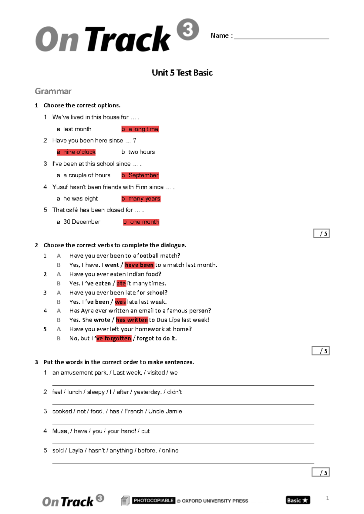 Unit 5 Test Review: Grammar, Vocabulary, and Listening Exercises - Studocu