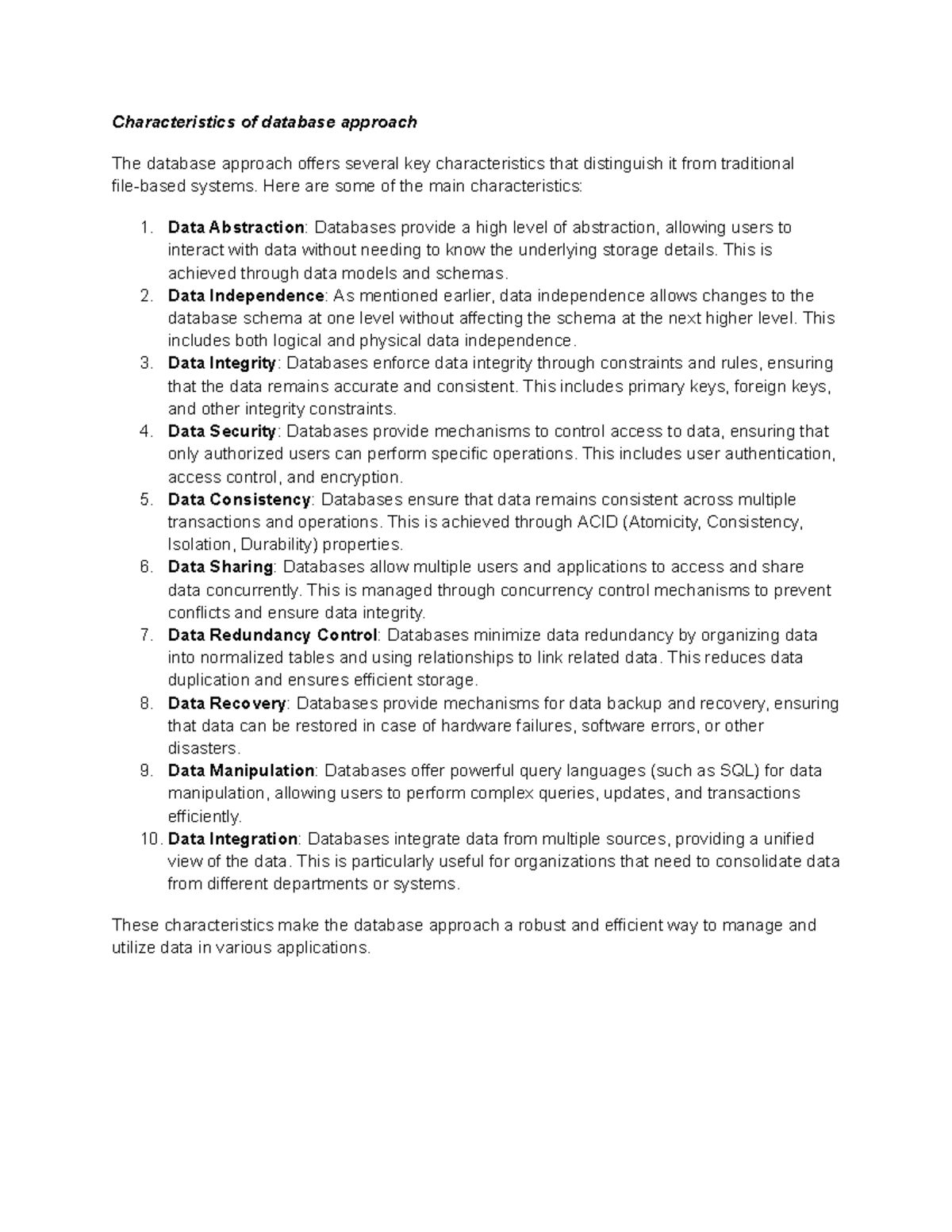 Untitled document - First unit of Bca 5 sem - Characteristics of ...