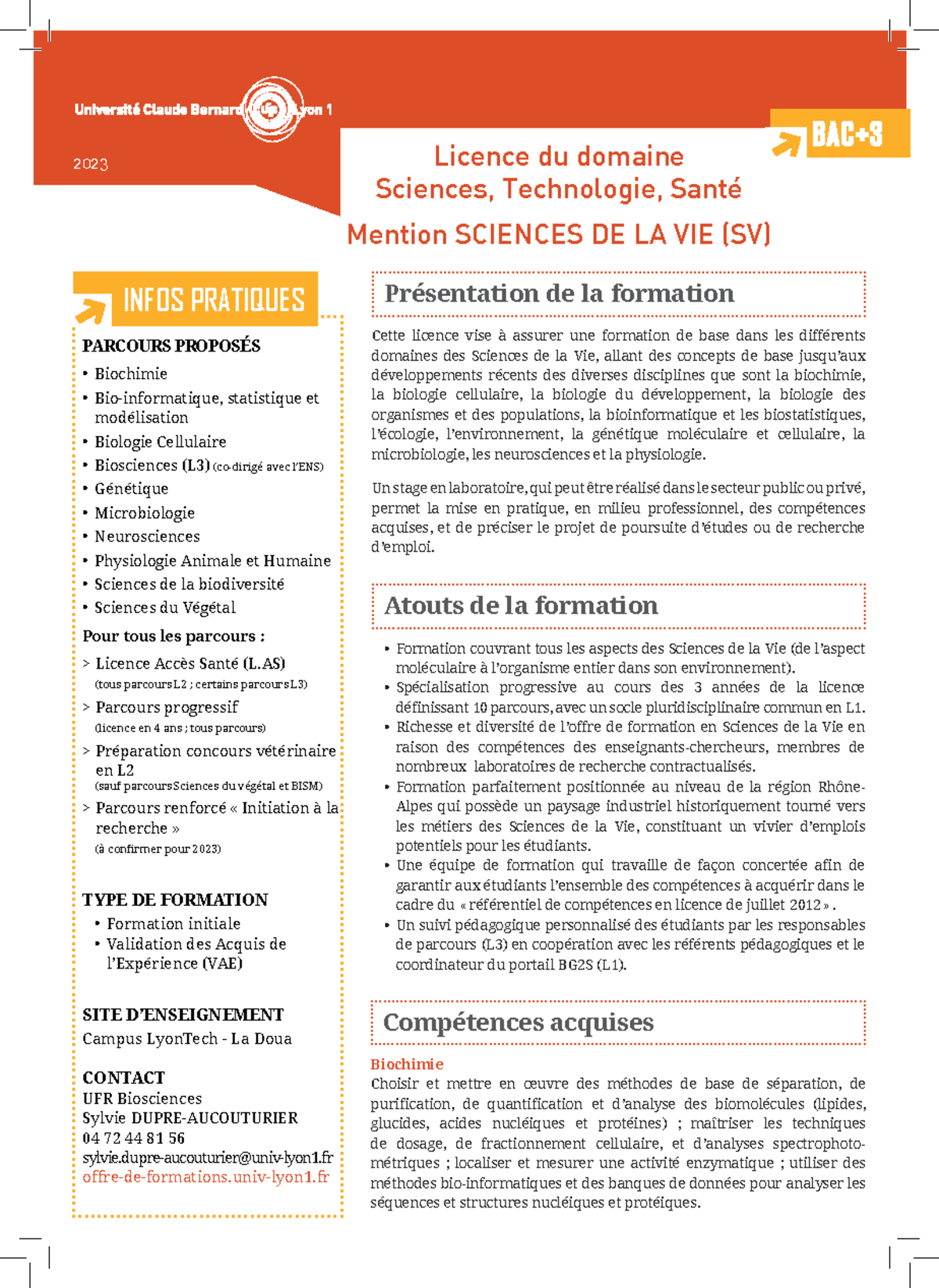Licence Sciences de la Vie - Cours et Parcours de Formation SVT - Studocu