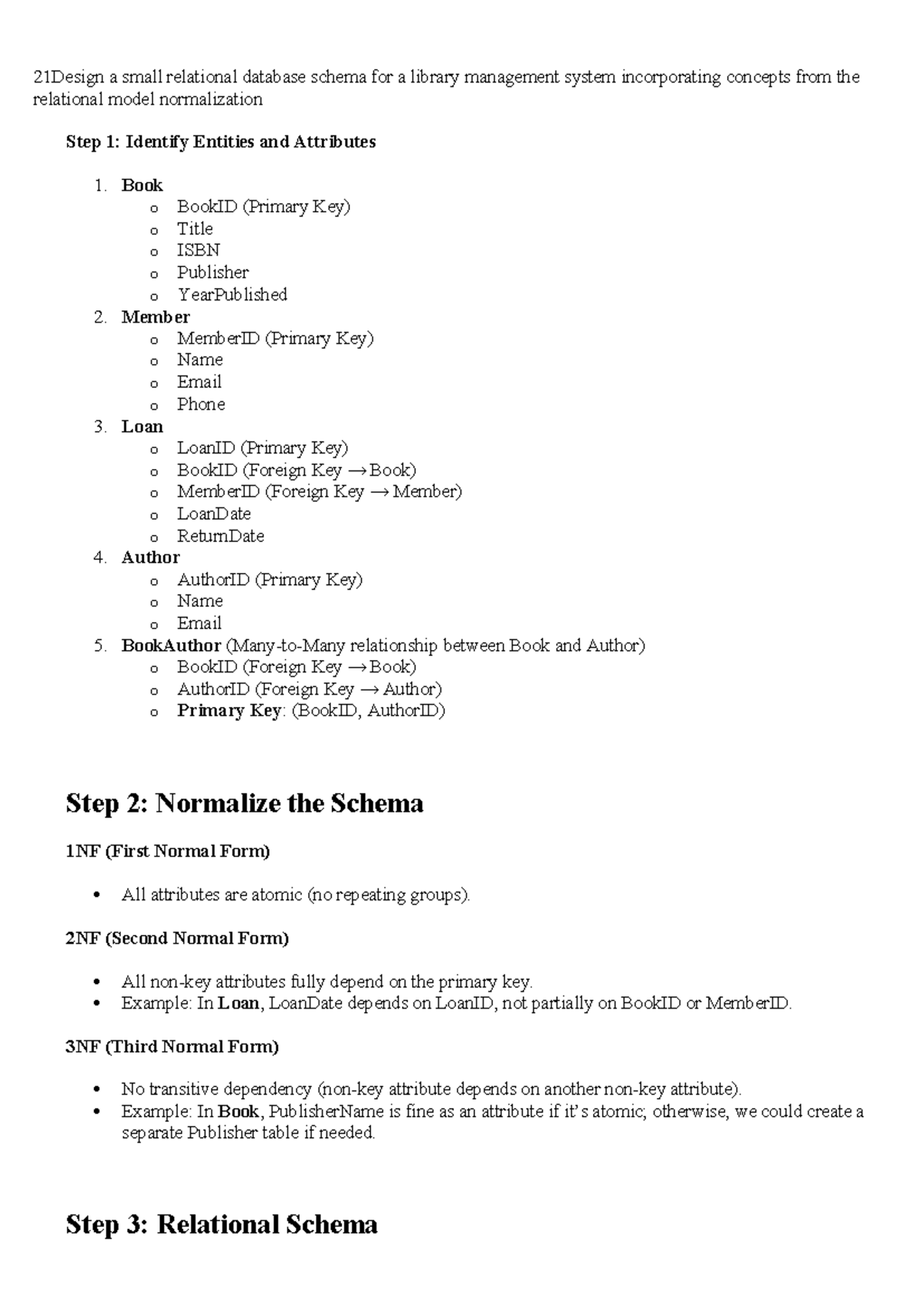 21 - Library Management System Database Schema Design & Normalization ...