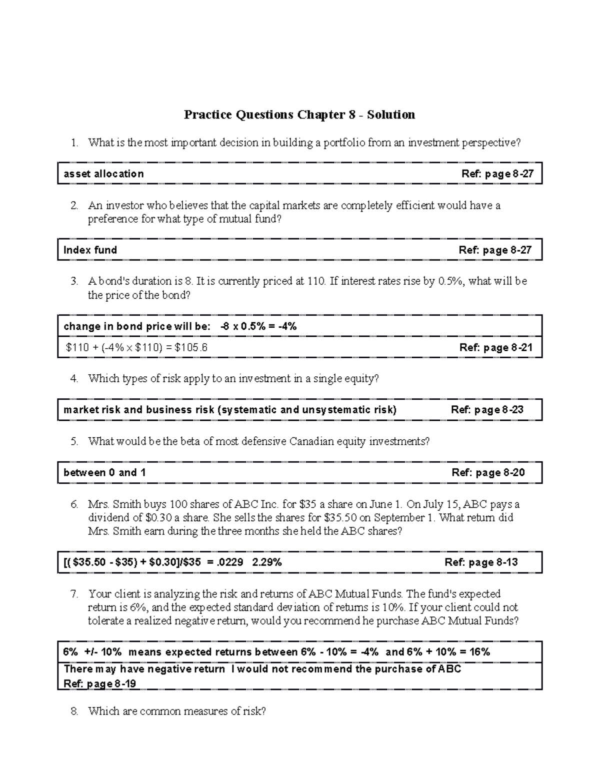 Practice questions Chapter 8 - Solution - Practice Questions Chapter 8 ...