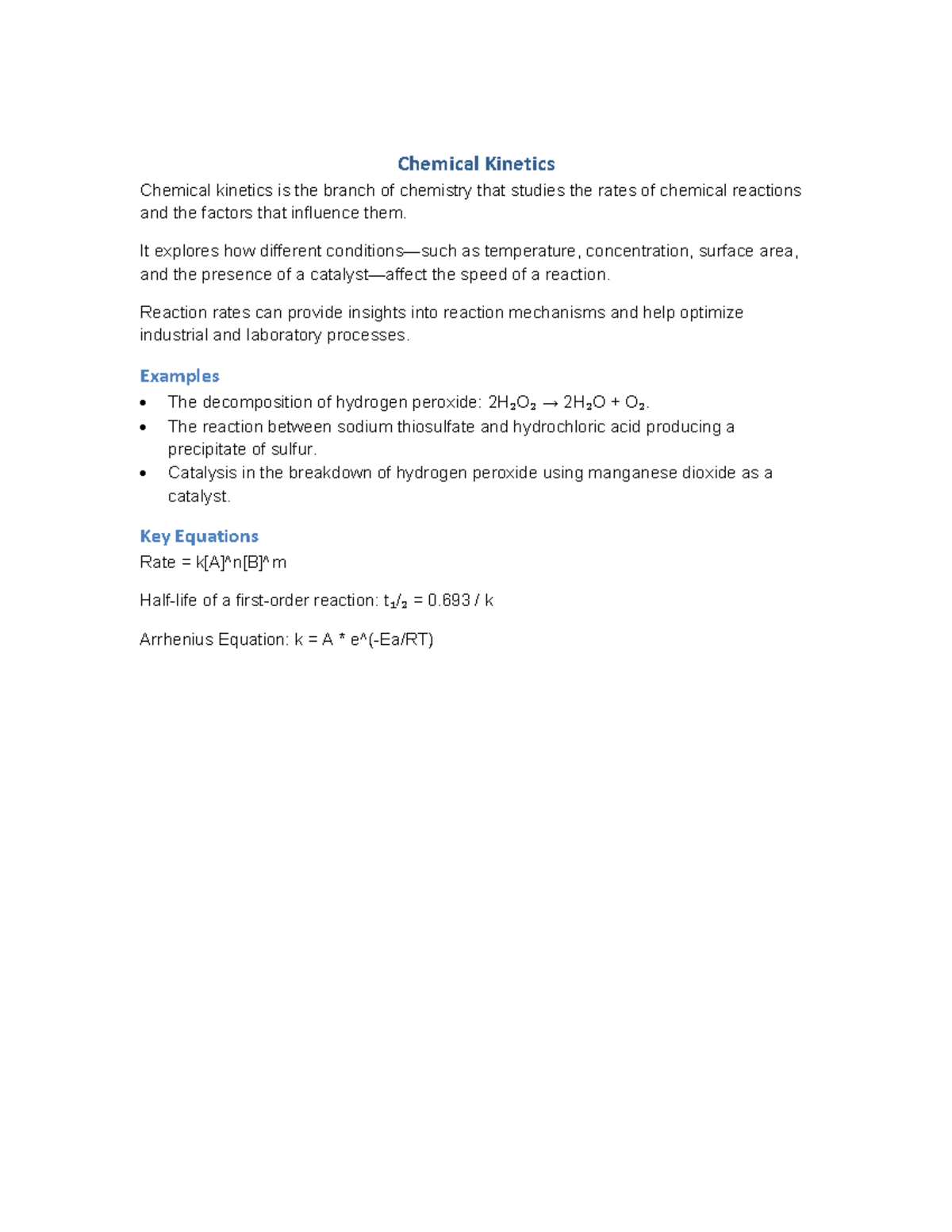 Chemical Kinetics: Understanding Reaction Rates and Influencing Factors ...