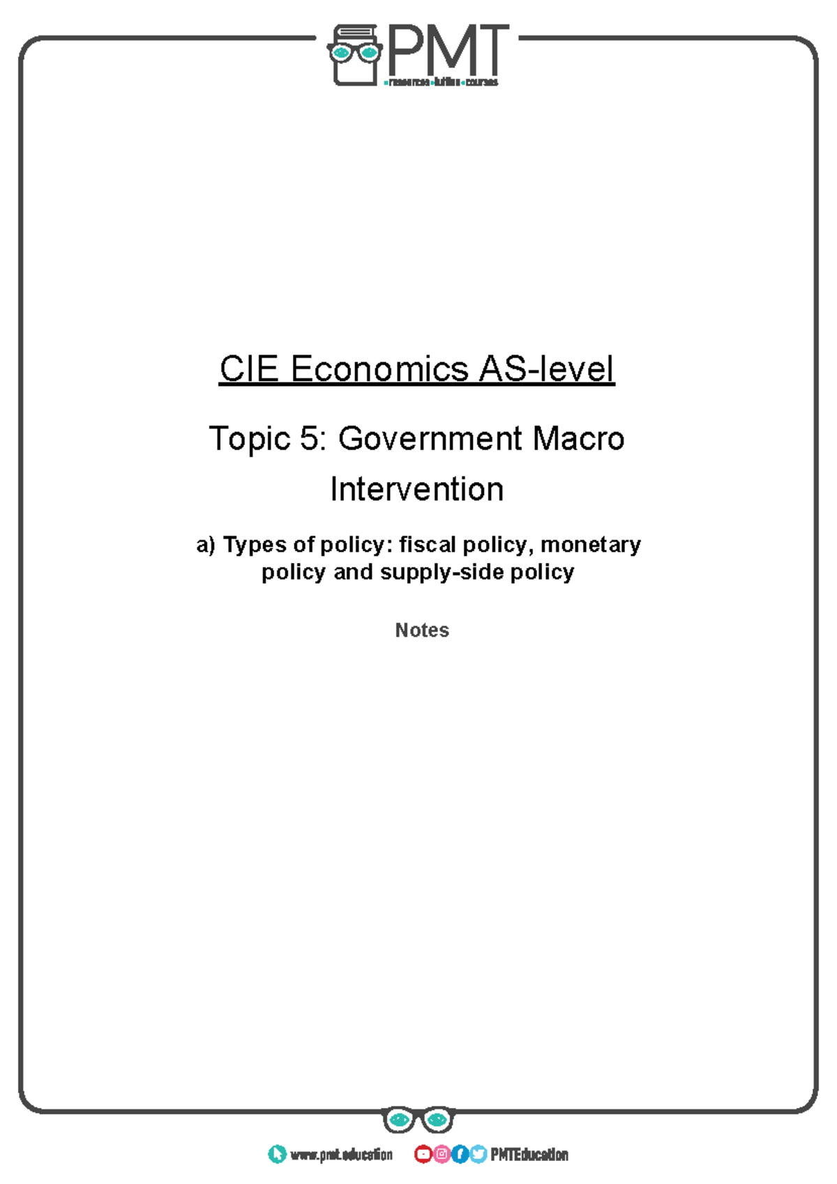 Government Macro Intervention: Fiscal, Monetary & Supply-Side Policies ...