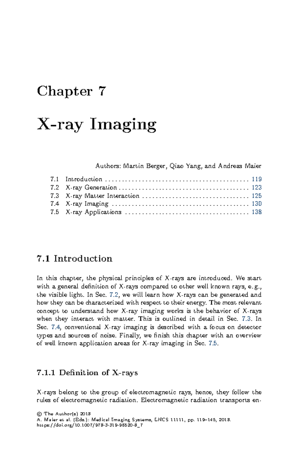 Chapter 7: X-Ray Imaging Principles and Applications (Course Code: MED ...